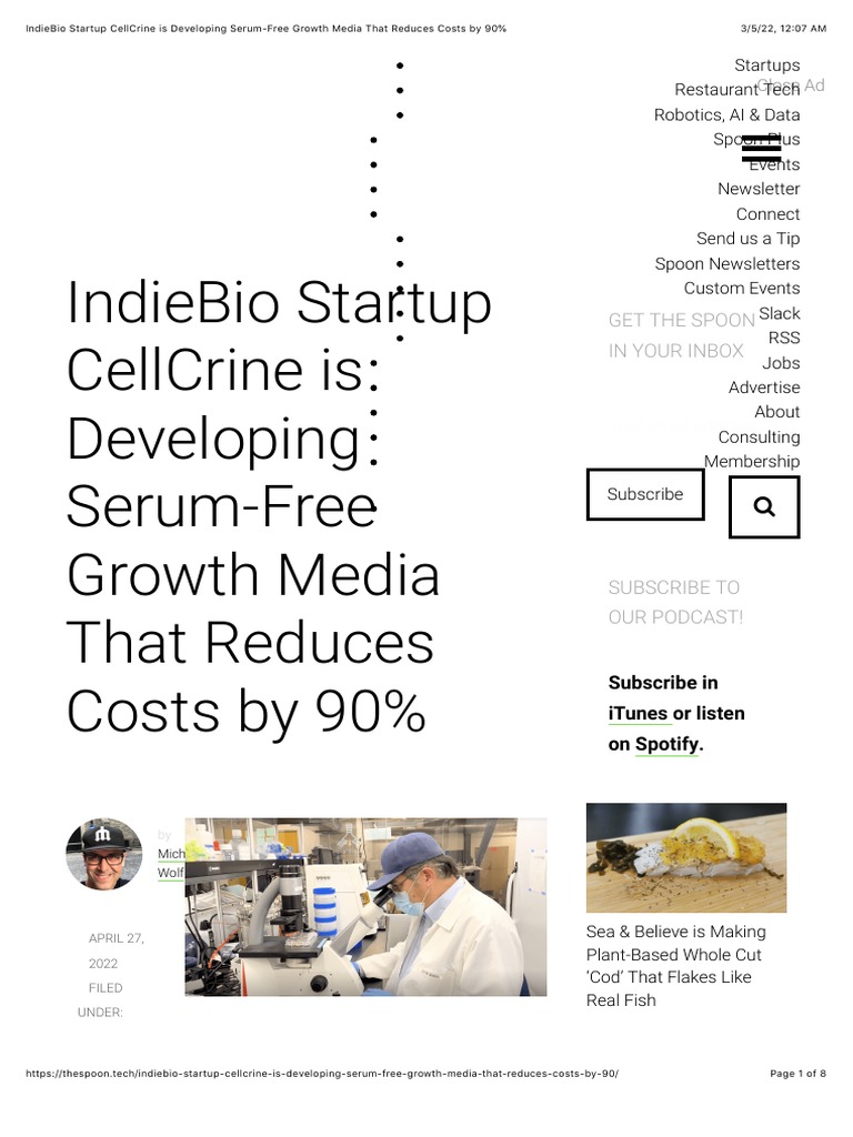 IndieBio Startup CellCrine Is Developing Serum-Free Growth Media That ...