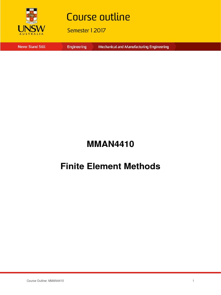 Course Outline Mman4410 Finite Element Methods Pdf Finite Element Method Plagiarism