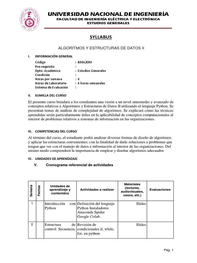 Silabo BMA20 | PDF | Python (lenguaje de programación) | Algoritmos