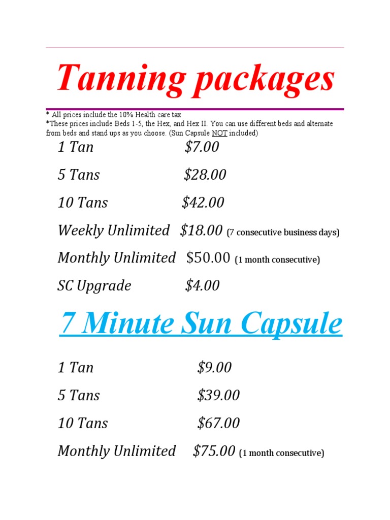 Tanning Packages | PDF