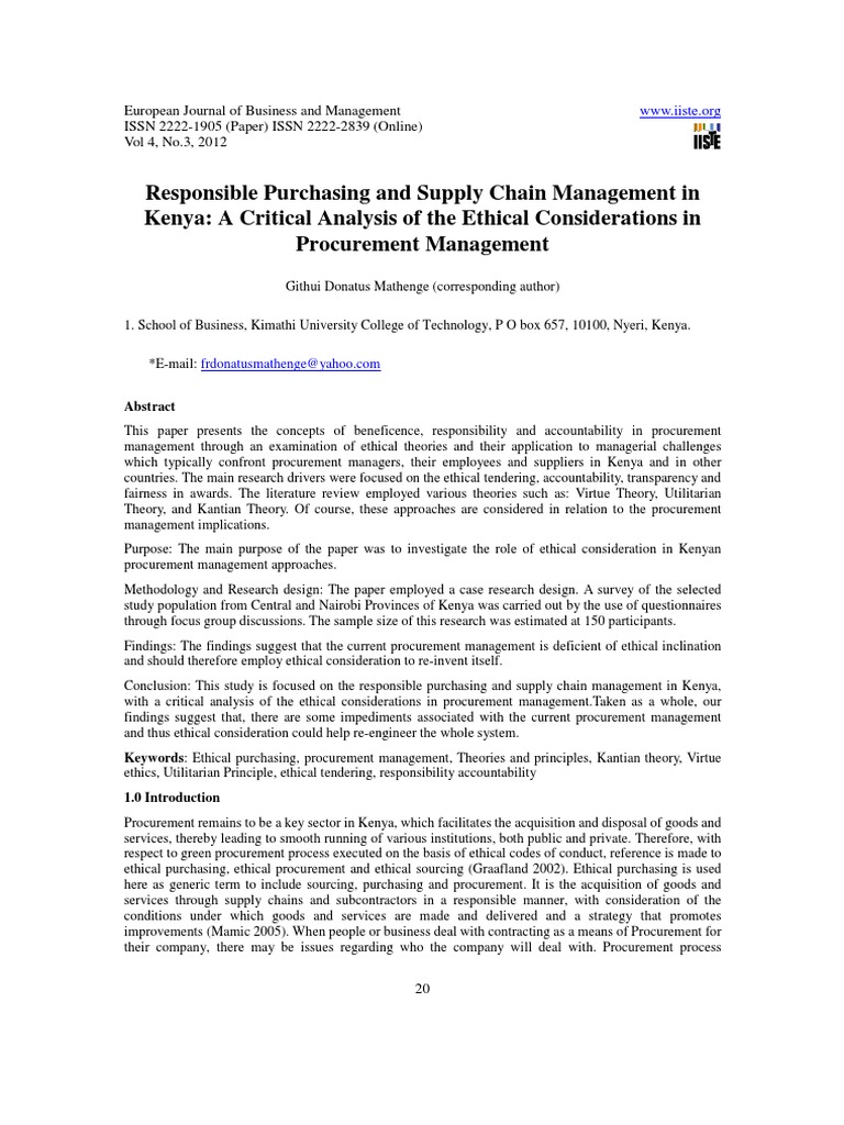 Responsible Purchasing and Supply Chain Management | PDF | Procurement ...