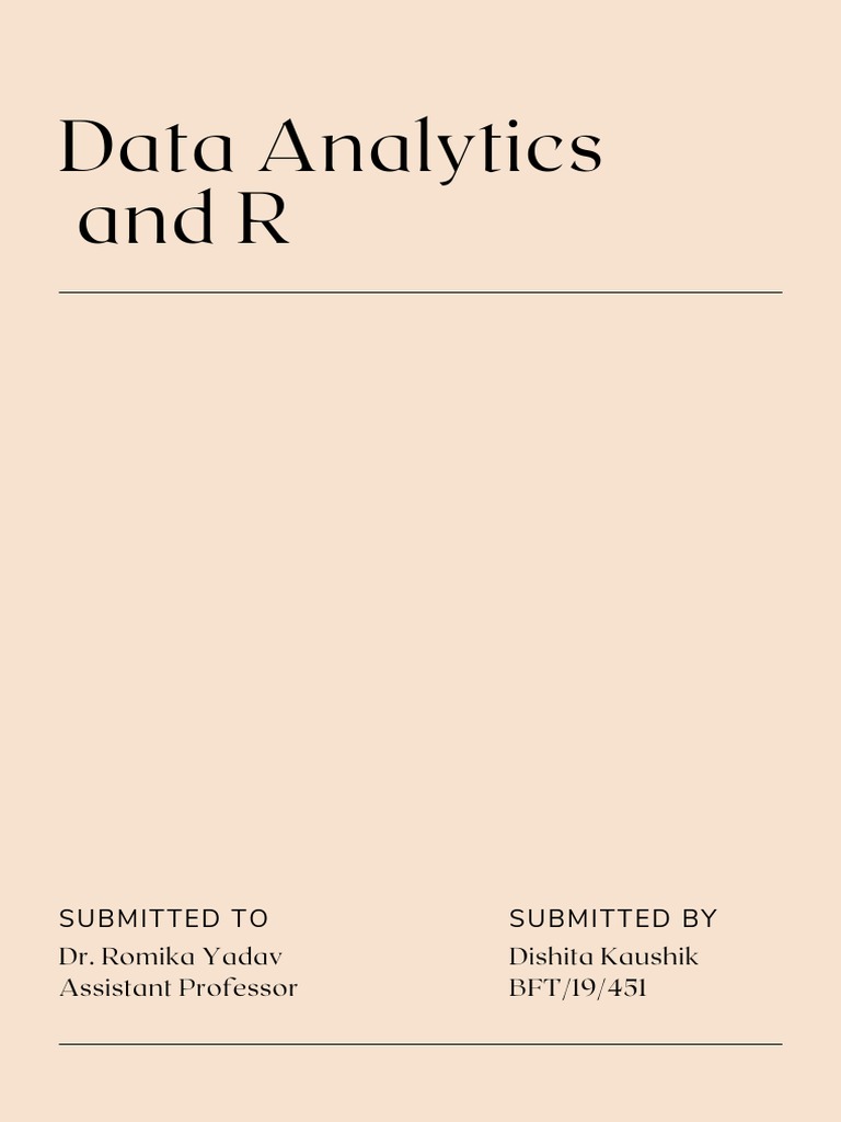 Data Analytics and R | PDF | Machine Learning | Analytics