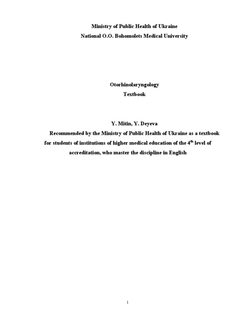 Otorhinolaryngology Textbook for Students | PDF | Ear | Vestibular System