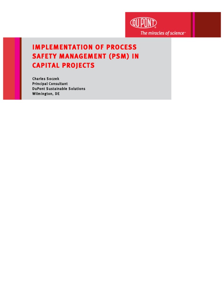 Implementation of PSM in Capital Projects DuPont 11 1 | PDF | Safety ...
