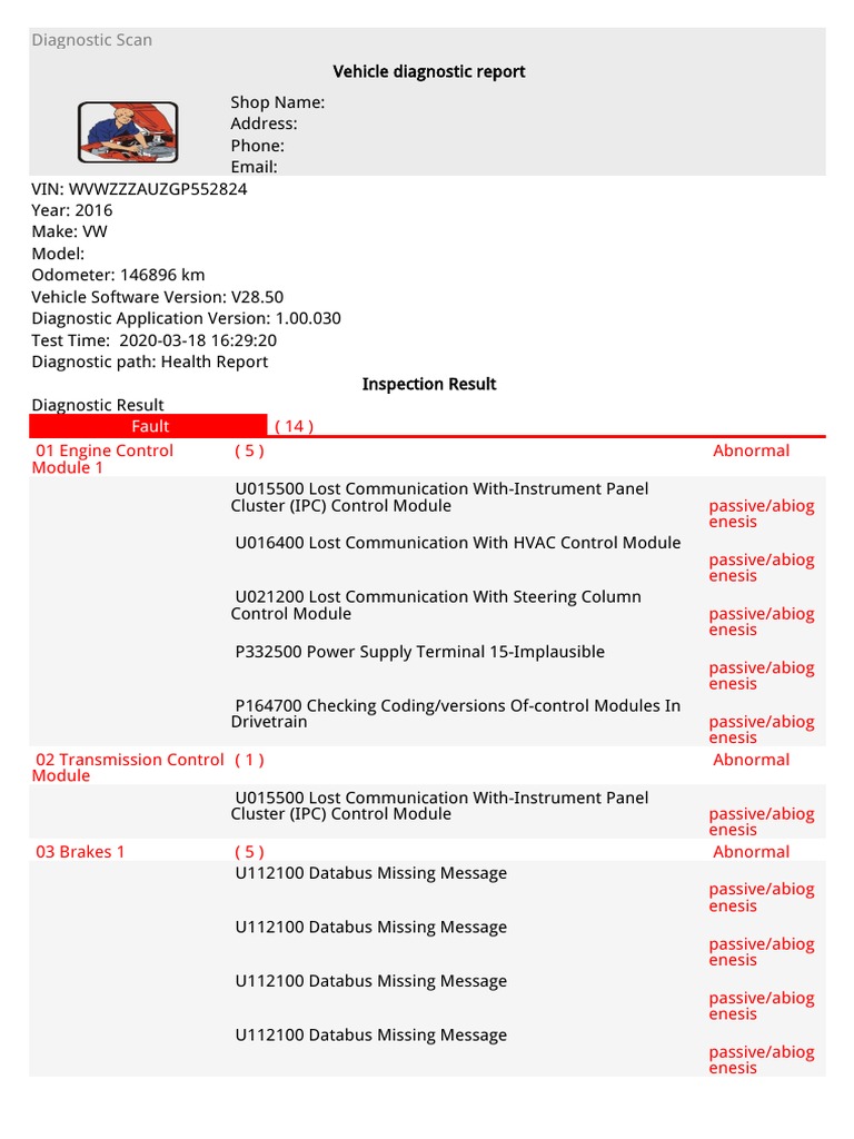 VW Diagnostic Report: DTC Overview | PDF | Steering | Switch