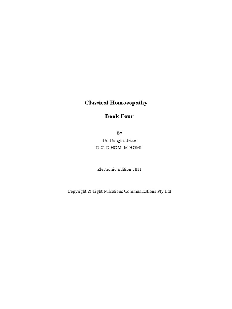 Classical Homoeopathy Book Four | PDF | Homeopathy | Diabetes