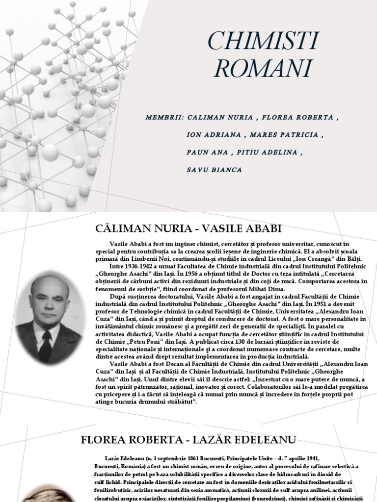 Chimisti Romani - Proiect | PDF