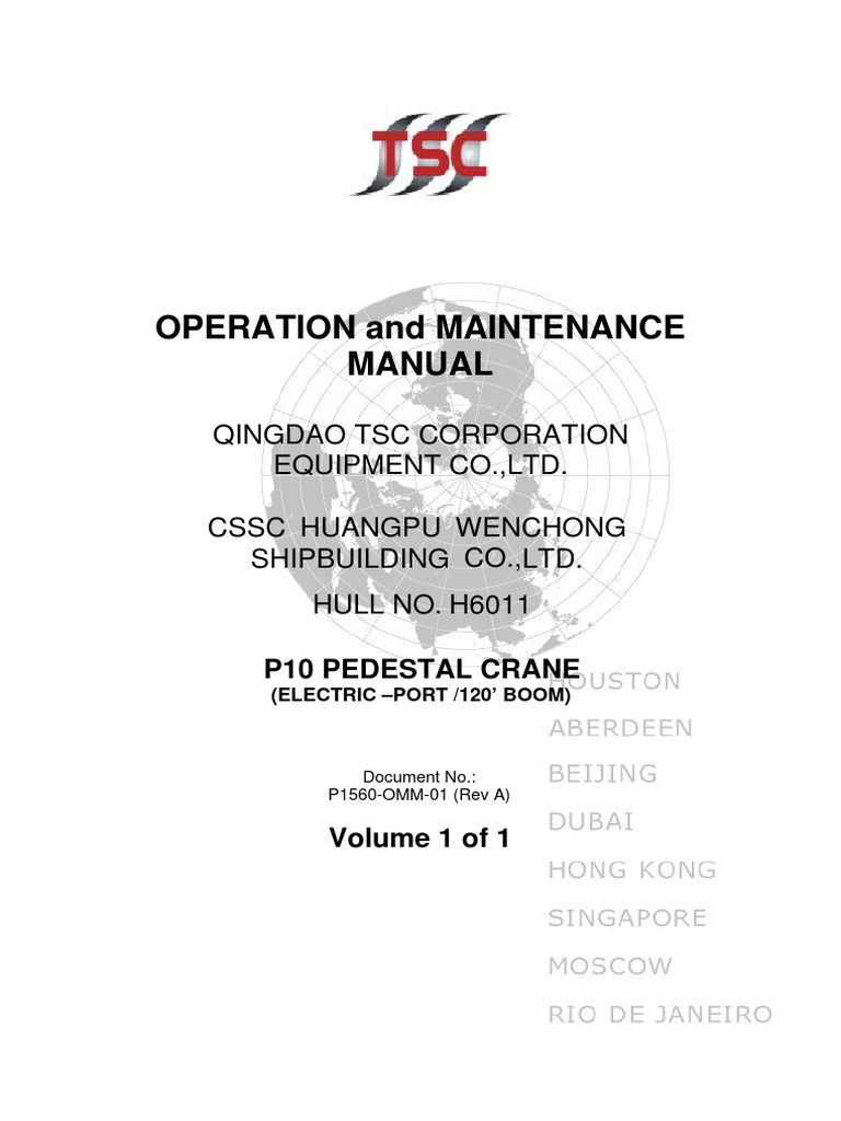 5.4. P1560-OMM-01 (Rev A) TSC P10 Electric 70T Crane Operation & Maintenance Manua | PDF | Crane ...