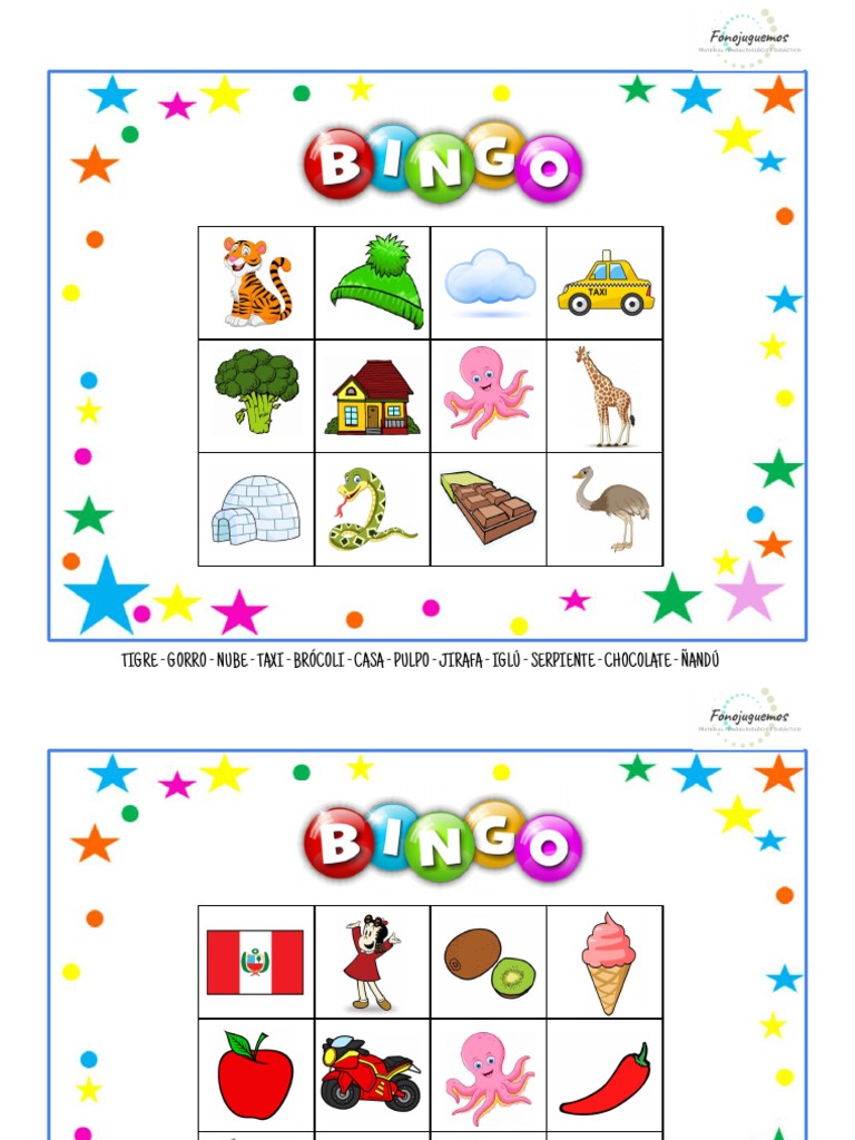Bingo Sonido Final Vocálico | PDF