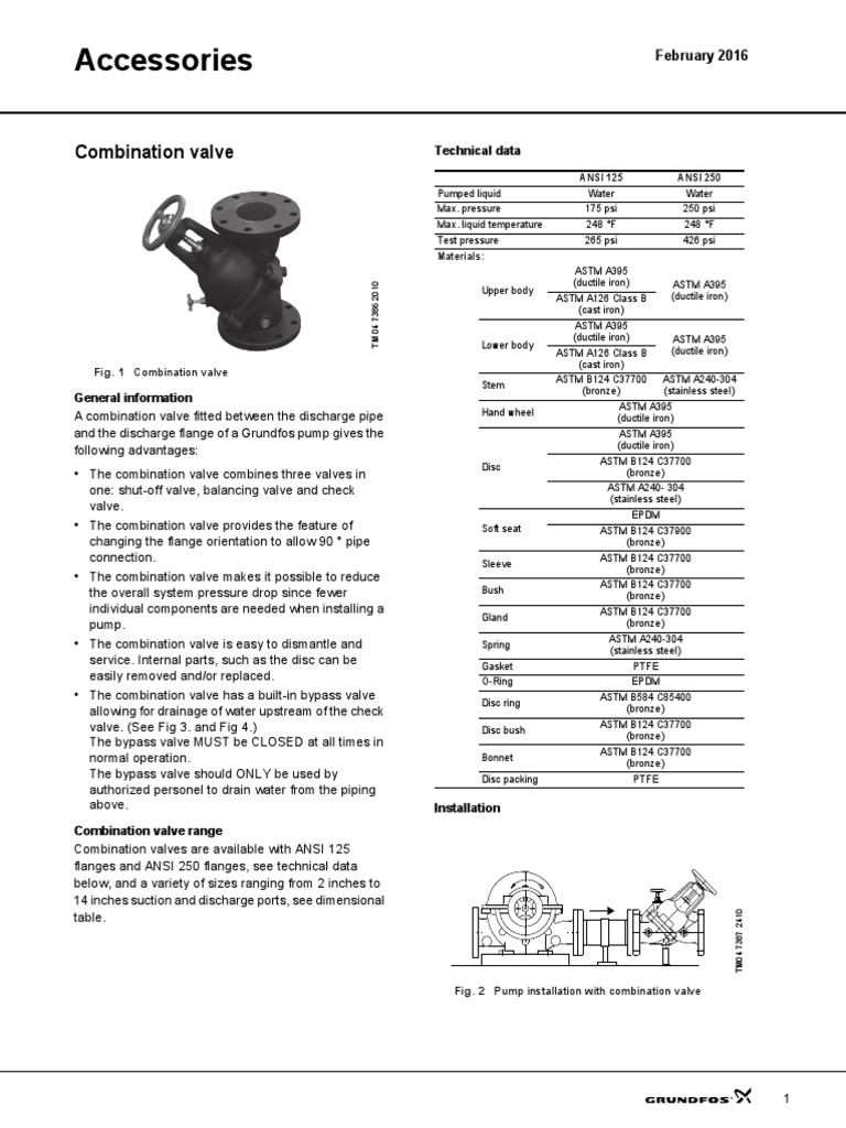 Technical Datasheet Combination Valve | PDF | Valve | Pump