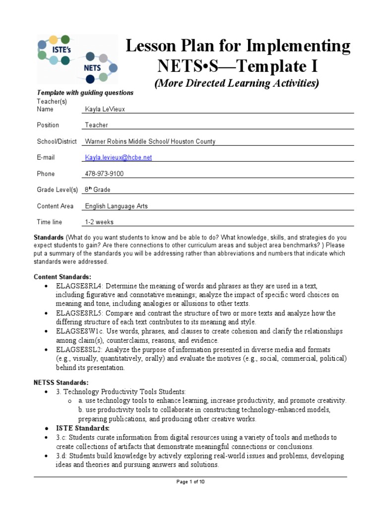 8th Grade EPL Lesson Plan Template | PDF | Reading Comprehension ...