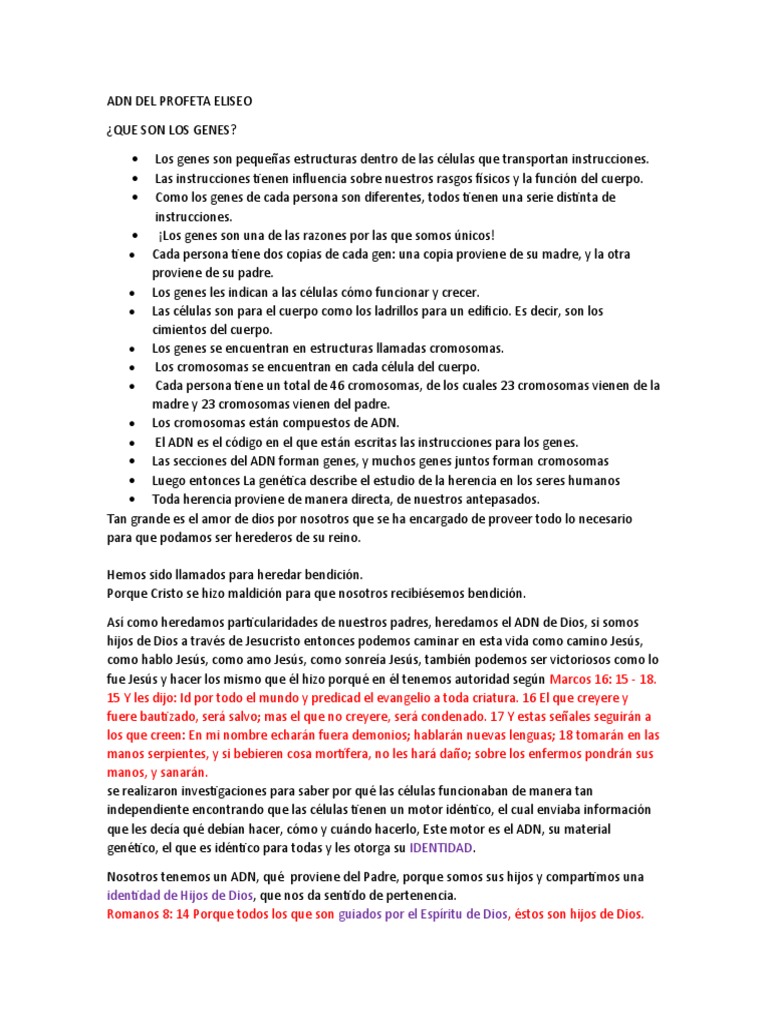 Adn Del Profeta Eliseo | PDF | Gene | Adn