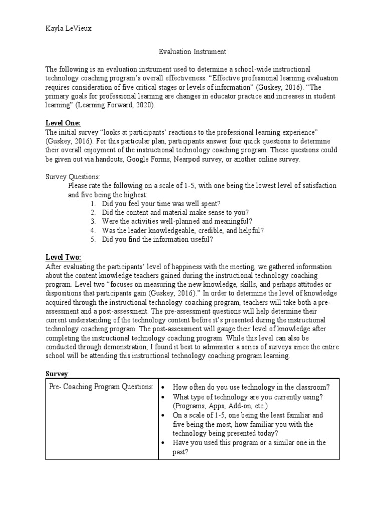 Evaluation Instrument | PDF | Teachers | Educational Assessment