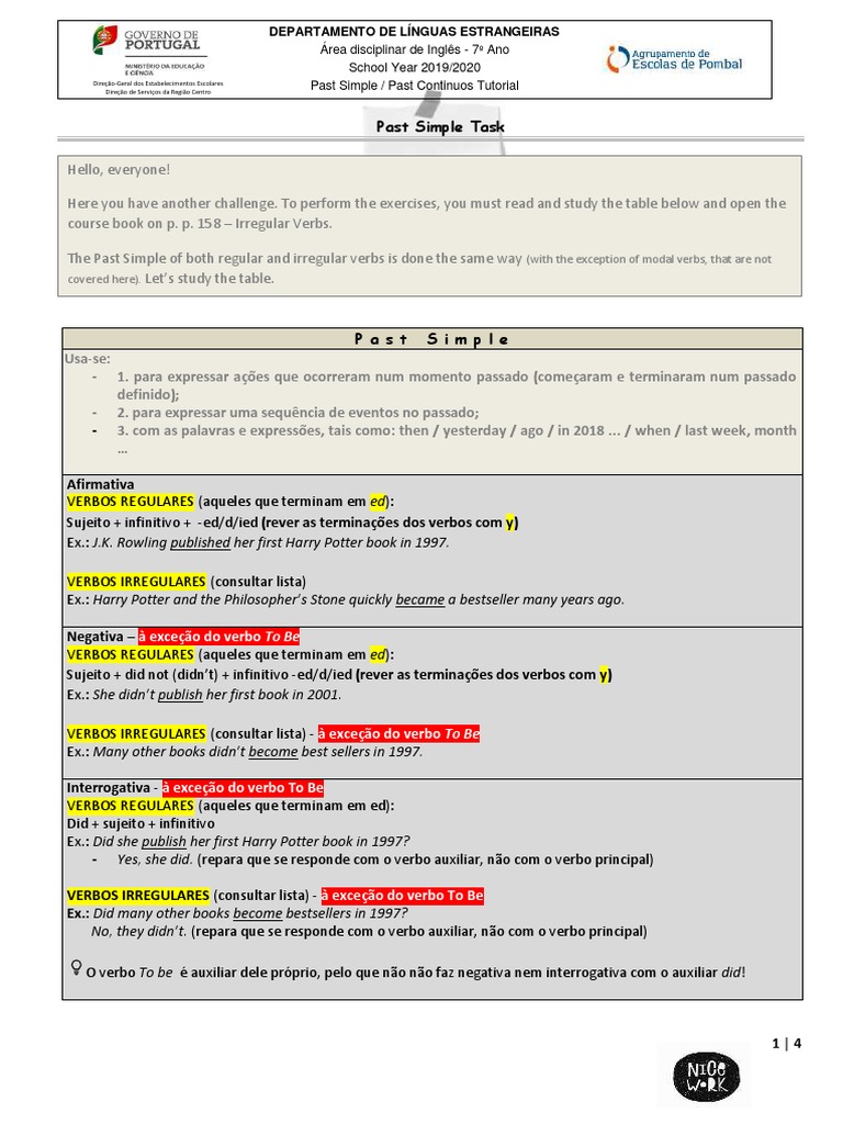 Word - Past Simple Past Continuous Tasks | PDF | Beowulf