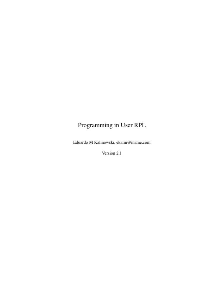 Programming in User RPL | PDF | Control Flow | Teaching Mathematics