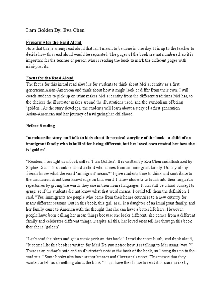 Read Aloud I Am Golden | PDF | Question | Translations