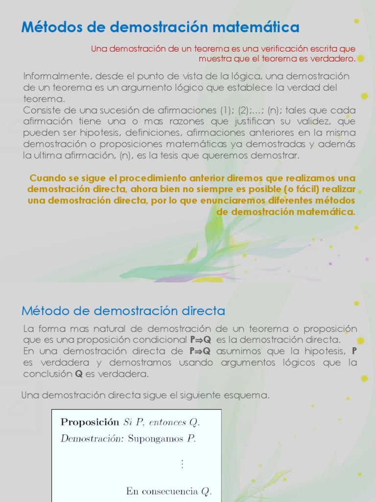 Métodos de Demostración Matemática | PDF | Prueba matemática | Proposición