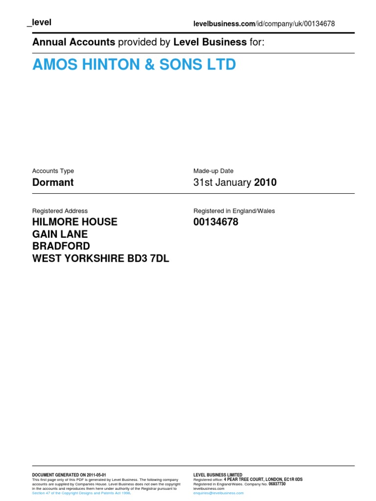Amos Hinton & Sons Dormant Accounts | PDF