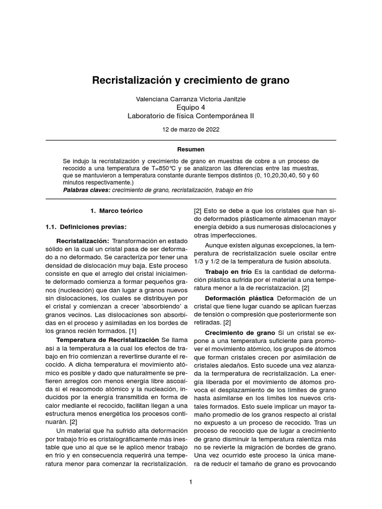VJVC Equipo4 Recristalizacion Practica1 220418 105318 | PDF ...