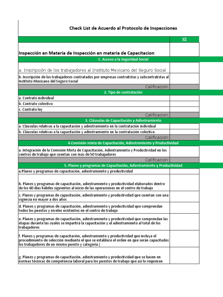 Check List Protocolo de Inspecciones STPS | PDF | Salario | Salario mínimo