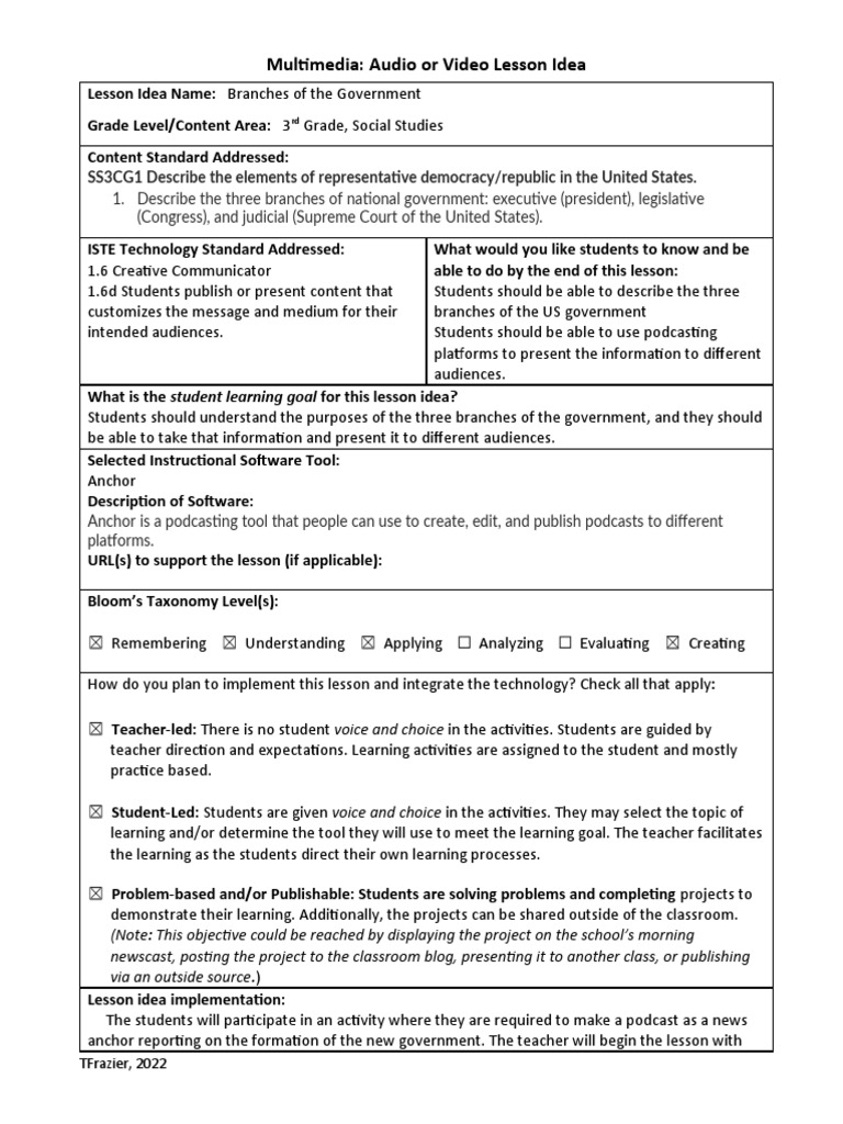 Multimedia Audio or Video Lesson Plan | PDF | Multimedia | Teachers