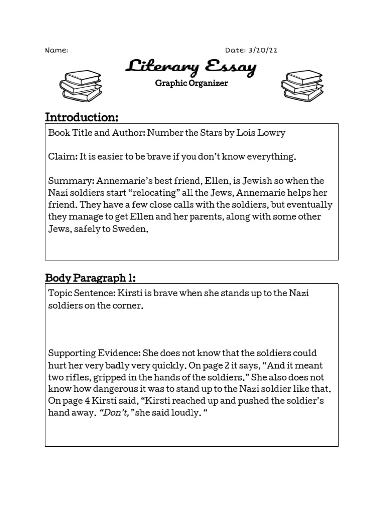 Student Literary Essay Graphic Organizer | PDF