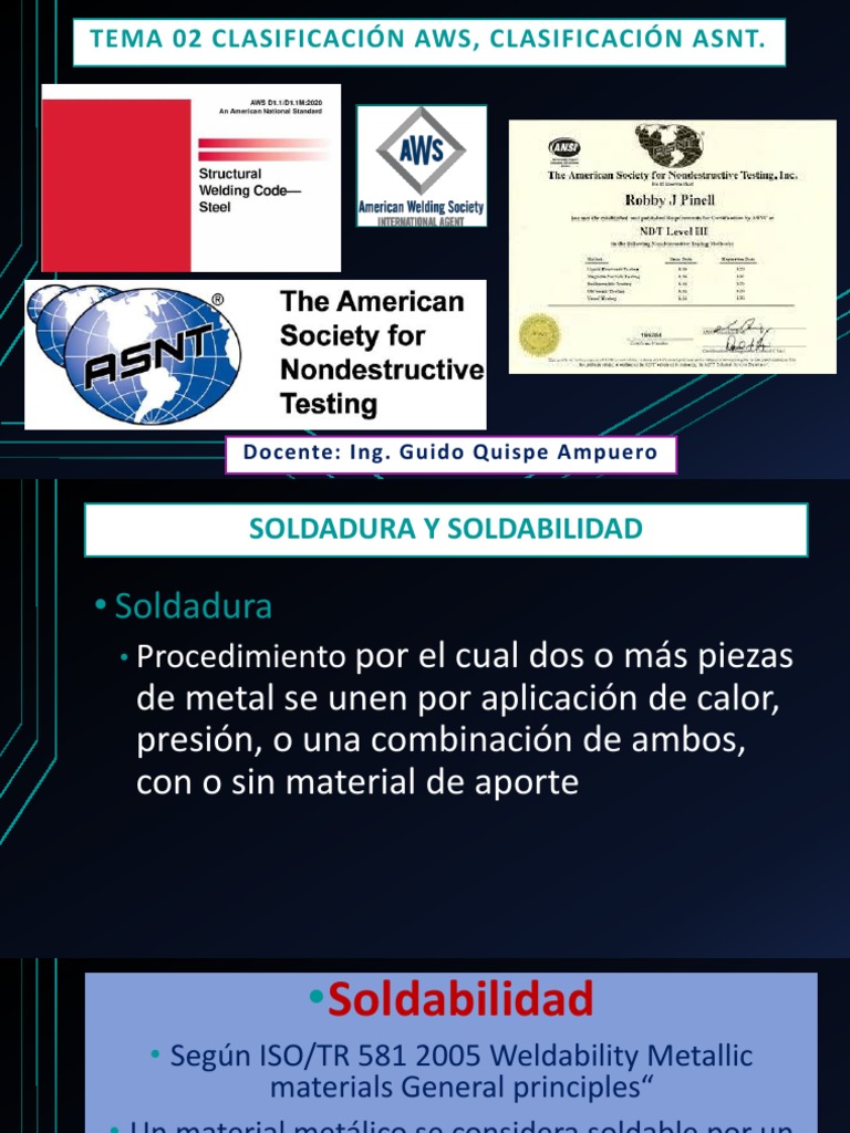 Presentación #3 Tema 02 Clasificación AWS, Clasificación ASNT | PDF ...