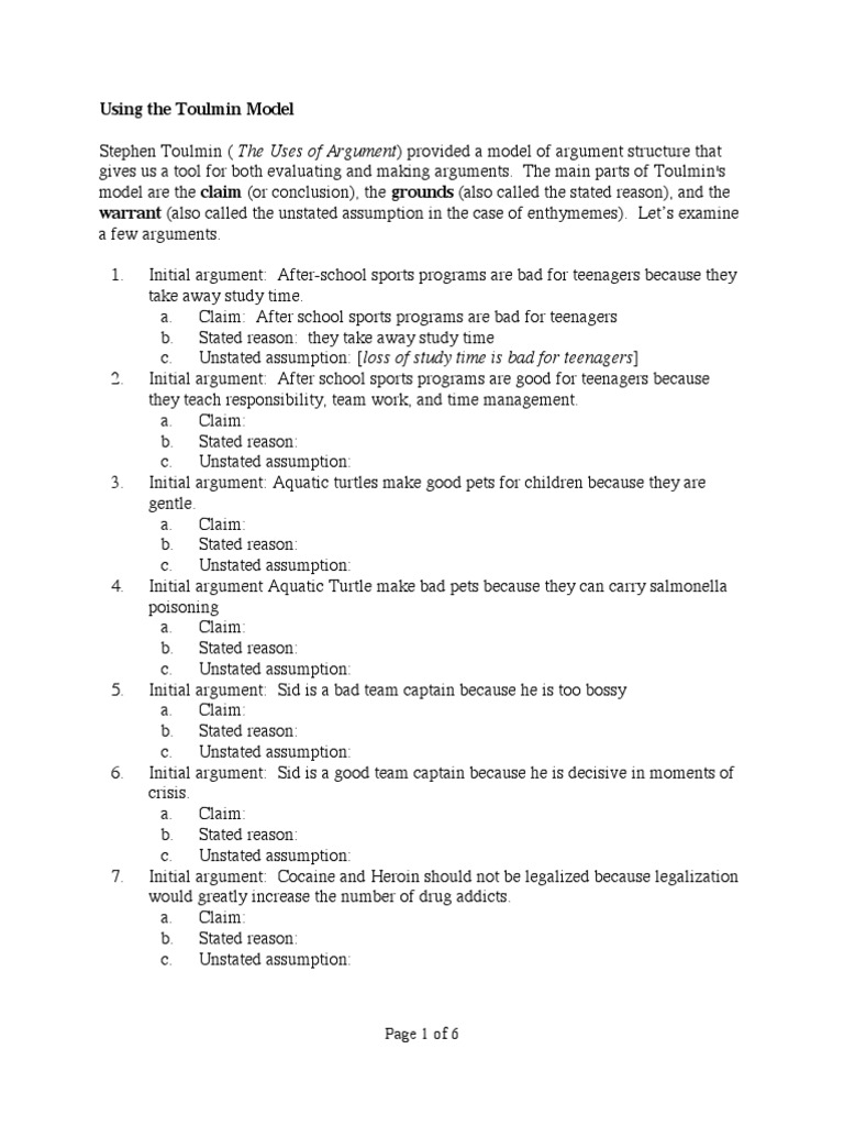 Toulmin Examples | PDF | Argument | Epistemology