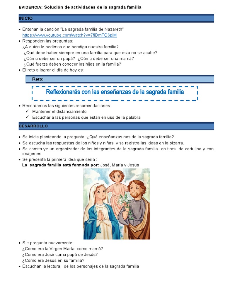 Sesion Religionla Sagrada Familia | PDF | María, madre de Jesús | Jesús