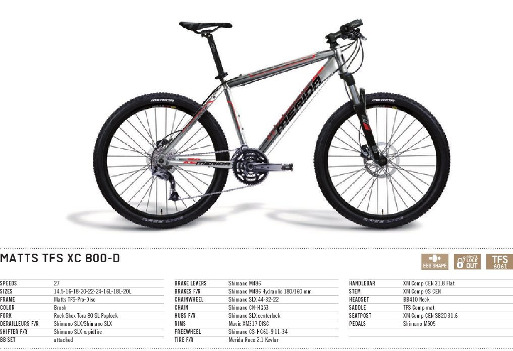 "MATTS TFS XC 800-D Mountain Bike Specs" | PDF