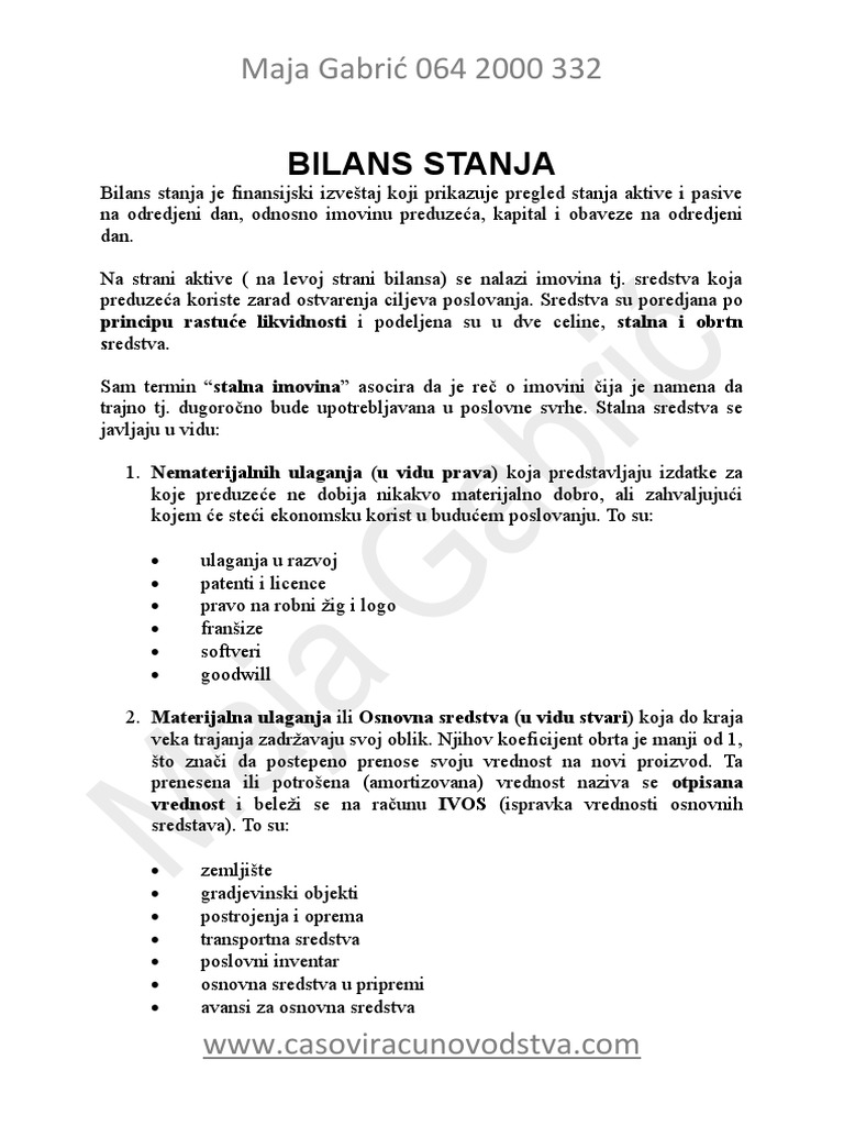 Bilans Stanja | PDF
