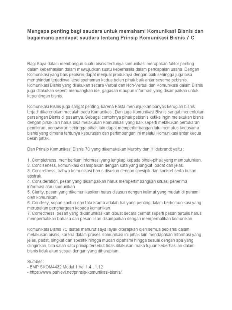 Pentingnya 7C dalam Komunikasi Bisnis | PDF | Bisnis
