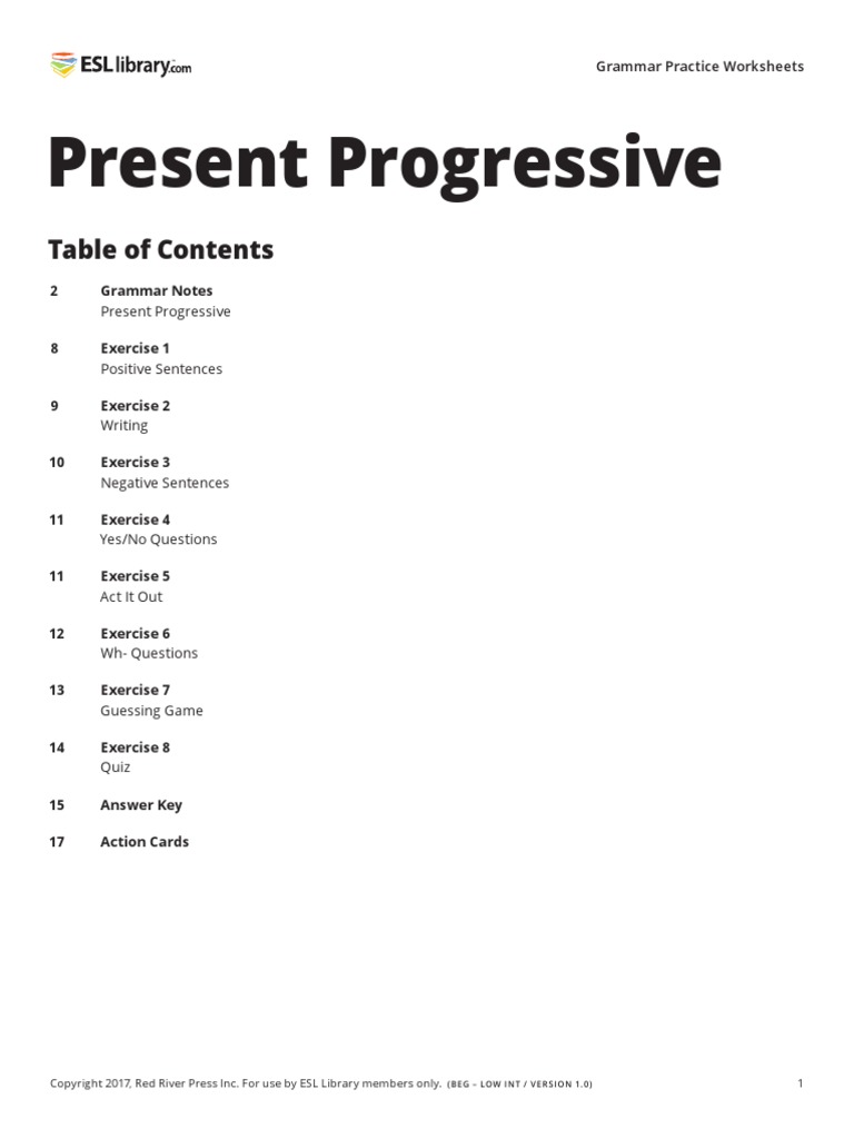 Present Progressive Positive Sentences | PDF | Plural | Grammatical Number