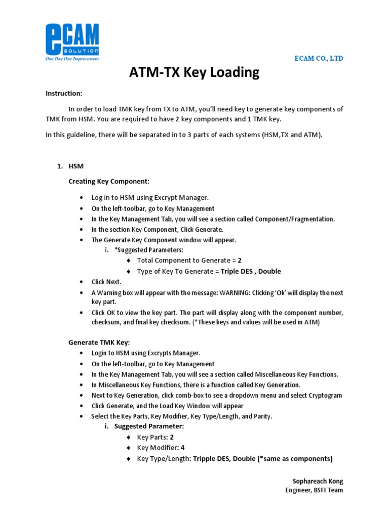ATM-TX Key Loading: Instruction | PDF | Automated Teller Machine ...