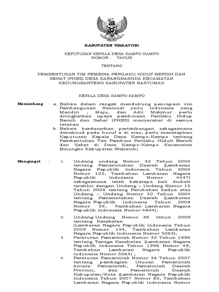 Contoh SK KAder PHBS | PDF