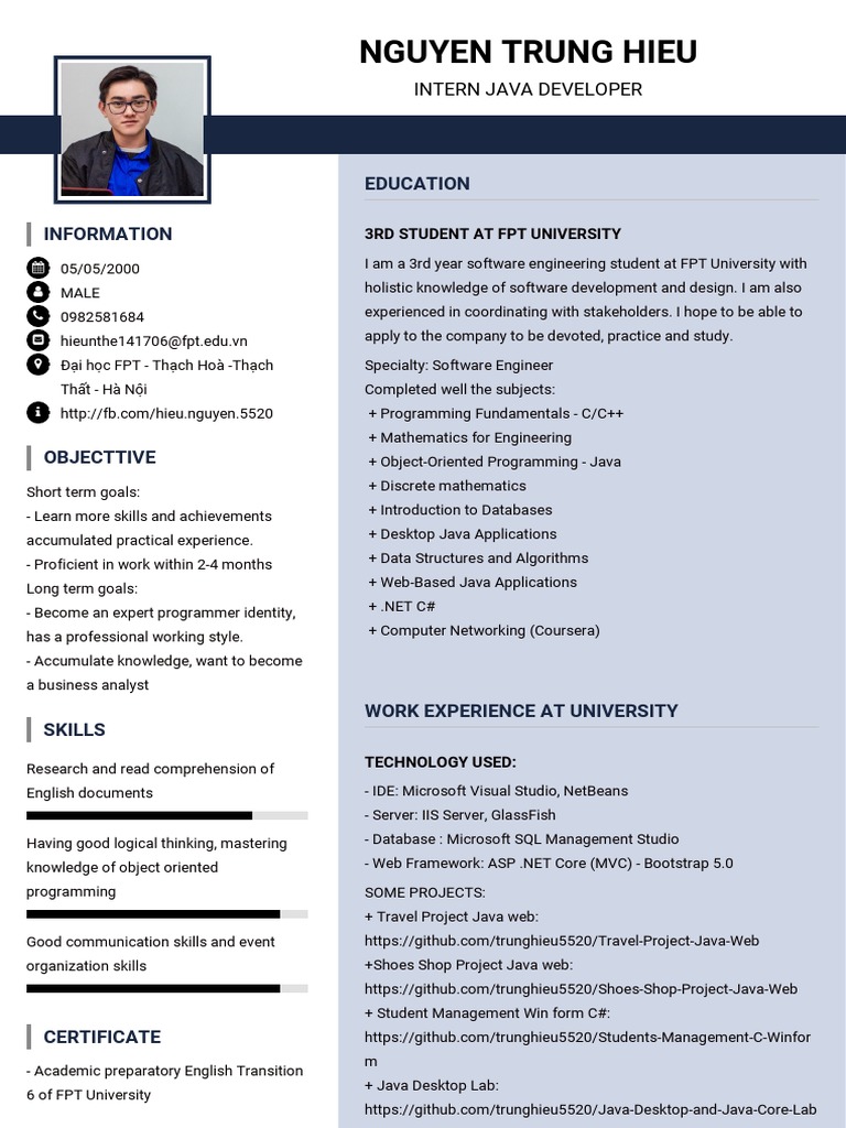 Nguyen Trung Hieu: Education Information | PDF | Computer Programming | Java (Programming Language)