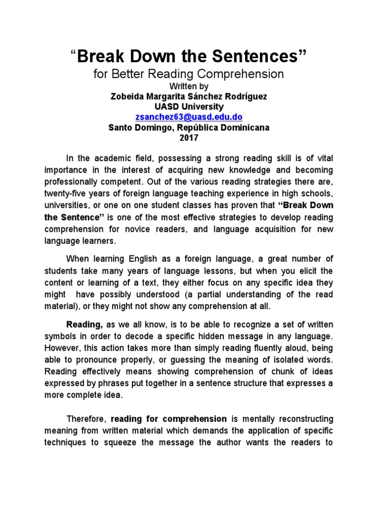 Break Down The Sentences by Zobeida Sánchez - Scribd May 2022 | PDF ...