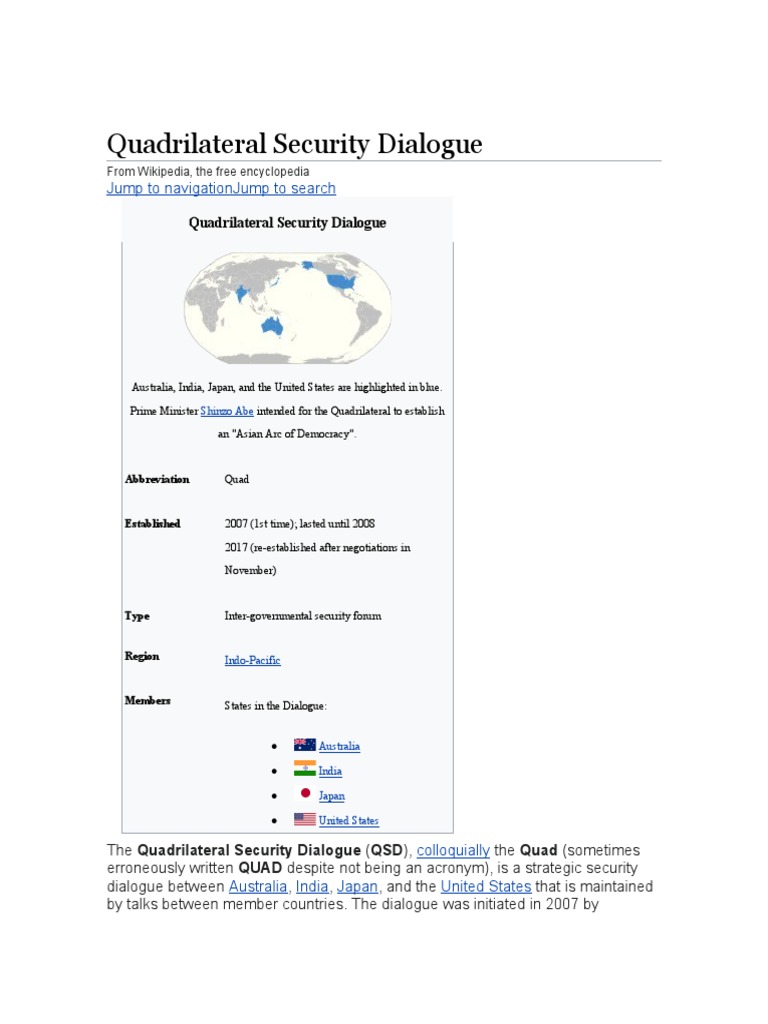 Quadrilateral Security Dialogue: Jump To Navigation Jump To Search ...