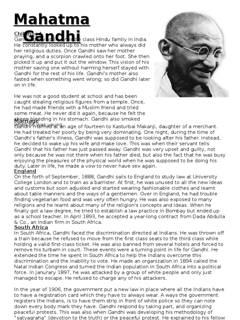 Mahatma Gandhi Poster | PDF | Mahatma Gandhi | Violence