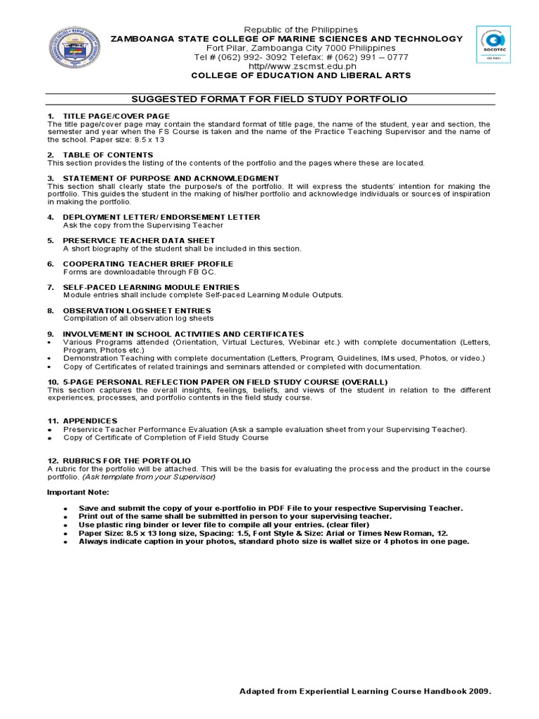 FS Portfolio Format | PDF | Communication