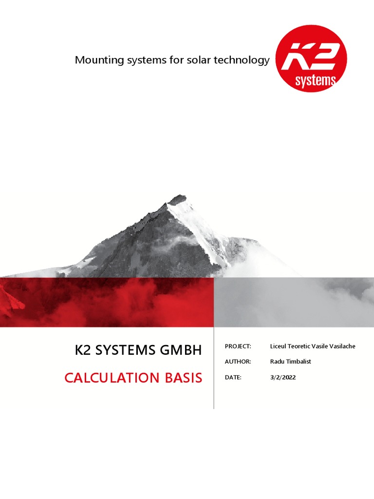 K2 Systems GMBH: Calculation Basis | PDF | Roof | Building Engineering