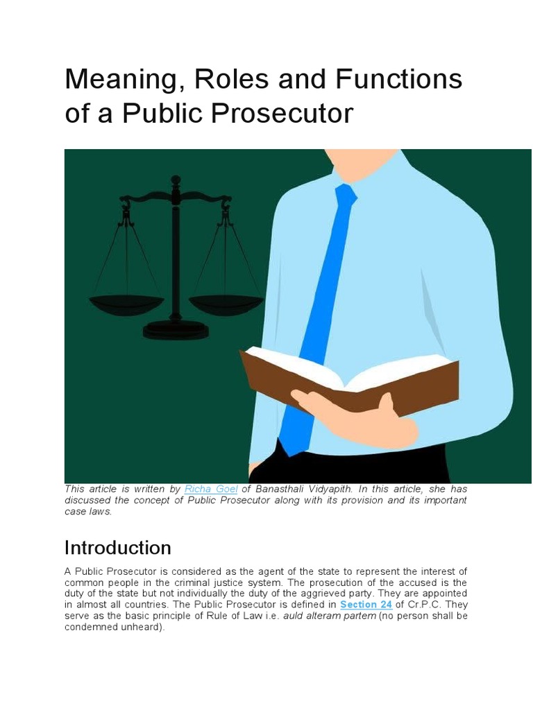 Meaning, Roles and Functions of A Public Prosecutor | PDF | Prosecutor ...