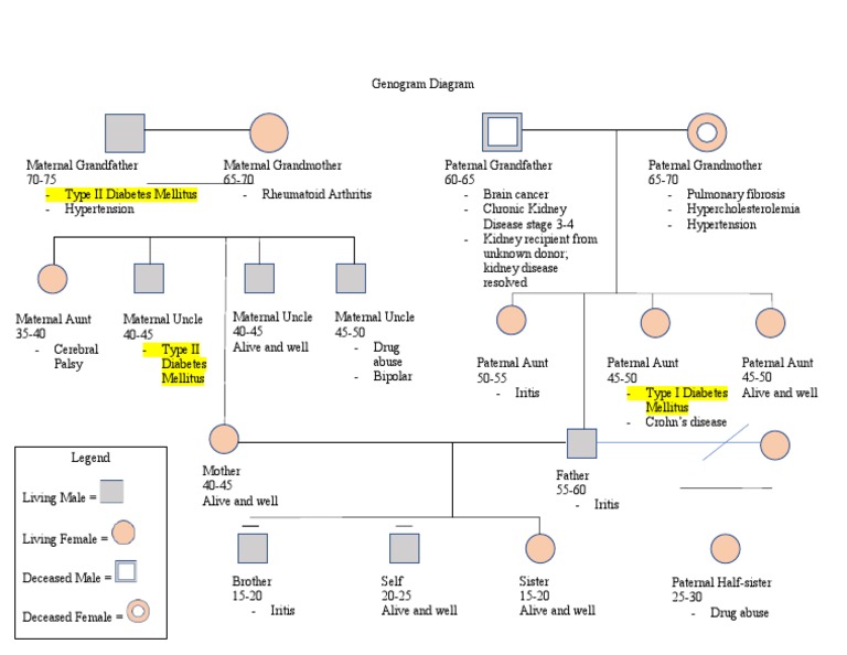 genogram diagram- part 1 | PDF | Kidney Disease | Diabetes