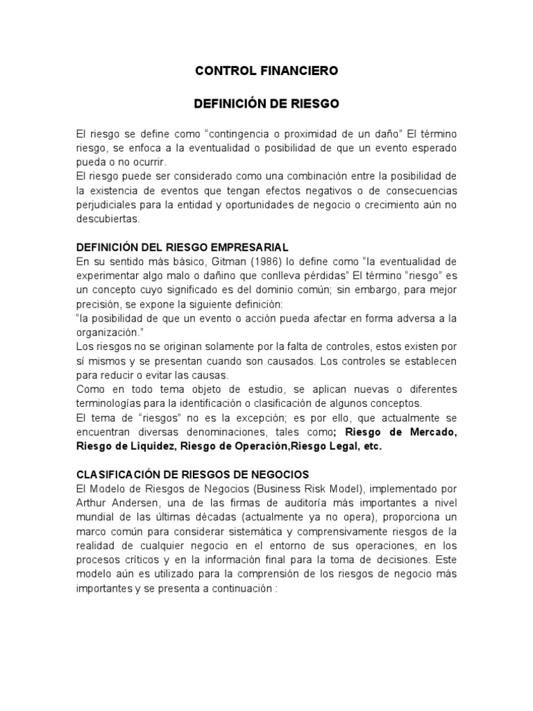 Definición de Riesgo | PDF | Cliente | Compartir (Finanzas)