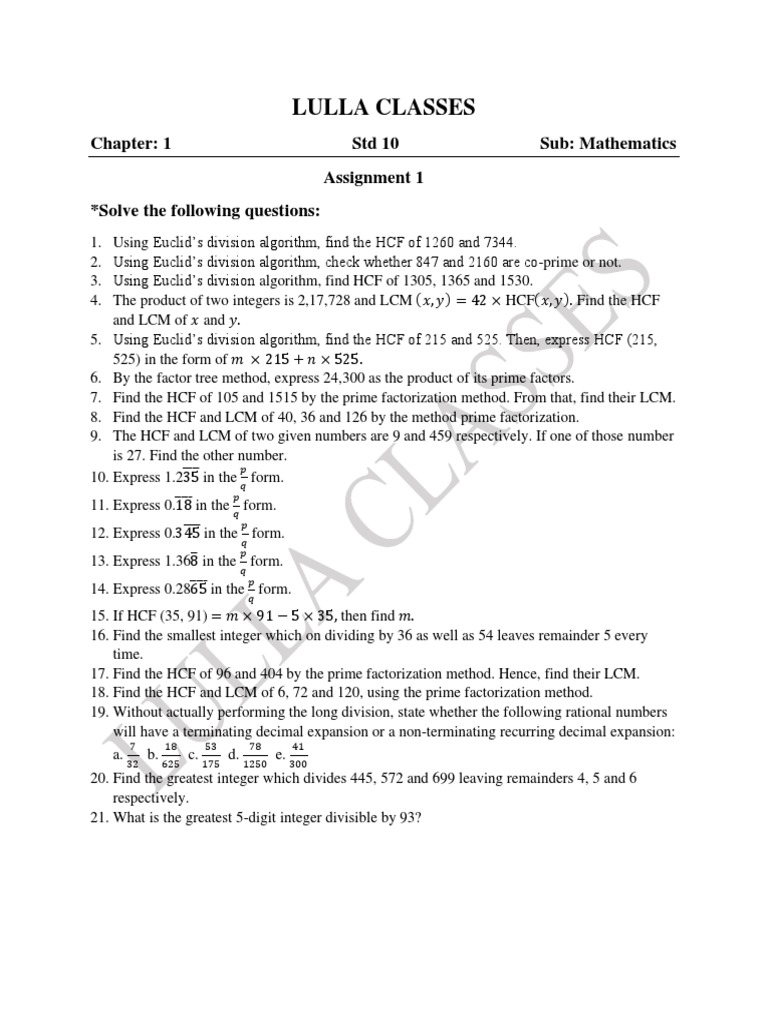 Diwali Assignment STD 10 Maths | PDF | Circle | Triangle