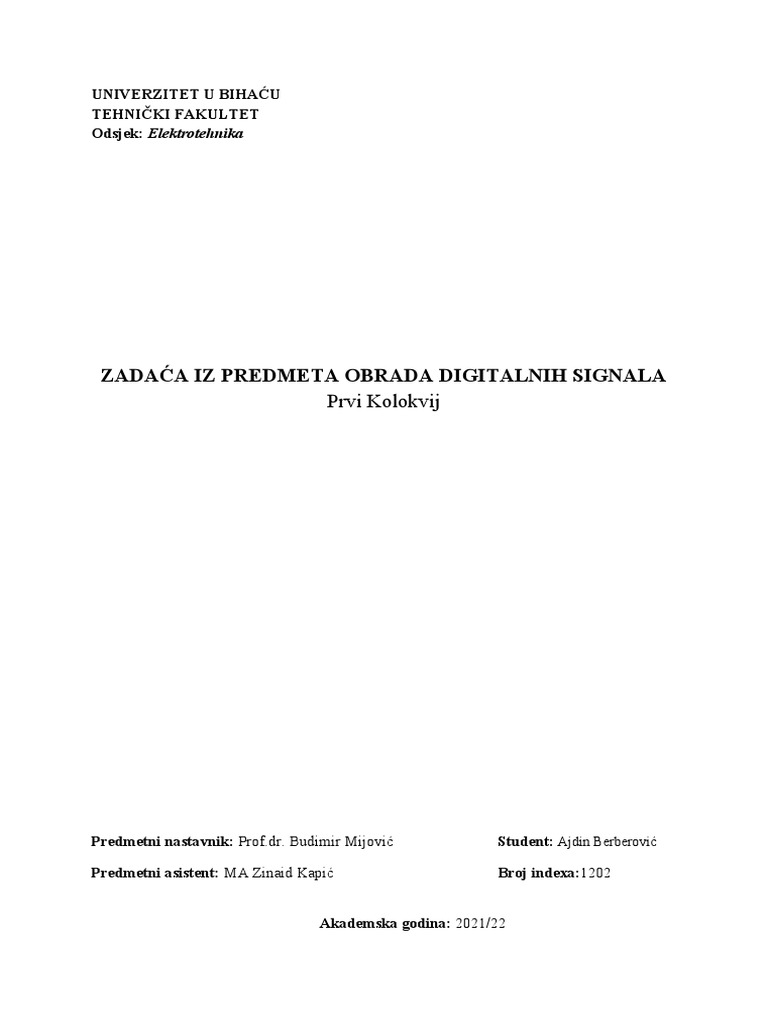 Obrada Digitalnih Signala | PDF