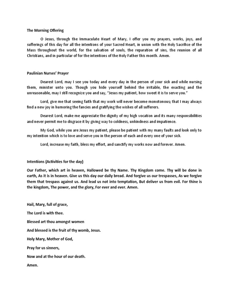 Paulinian Nurses Prayer | PDF