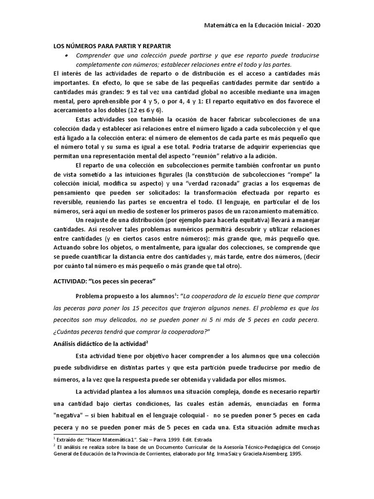 Los Números para Partir y Repartir | PDF | Educación de la primera ...