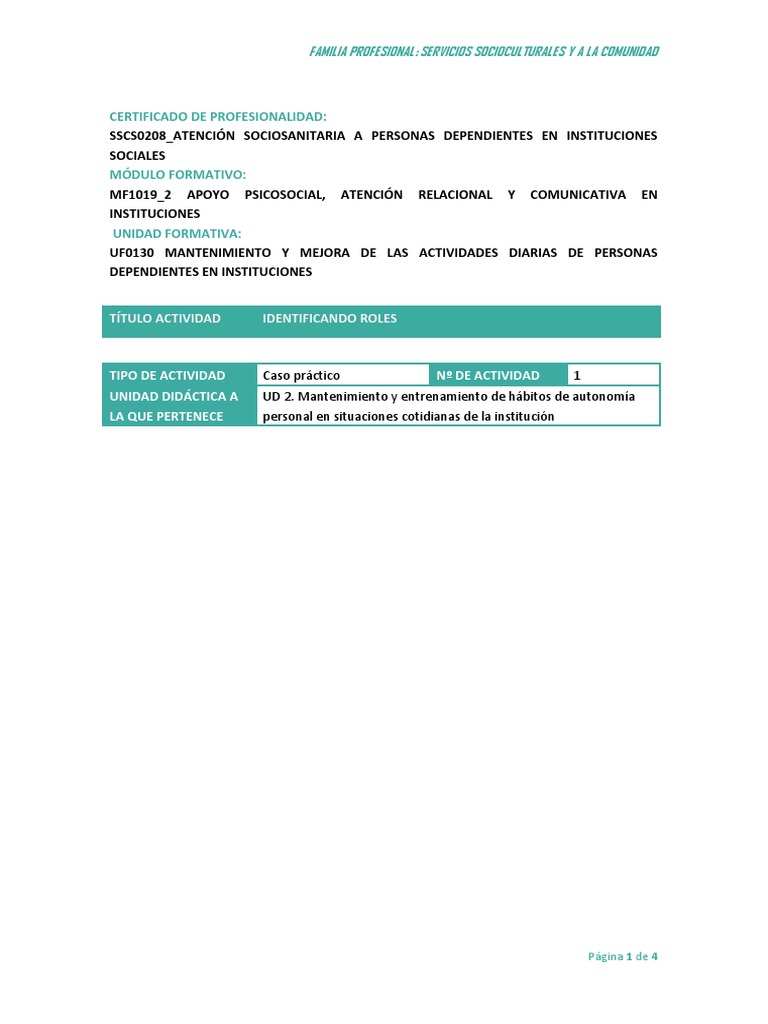 Uf0130 Ud2 Actividad1 Caso Practico | PDF | Cognición