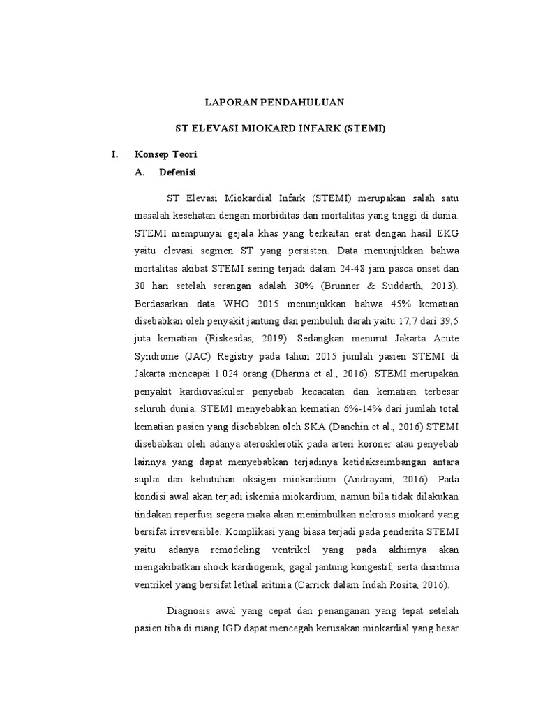 STEMI Laporan Pendahuluan | PDF